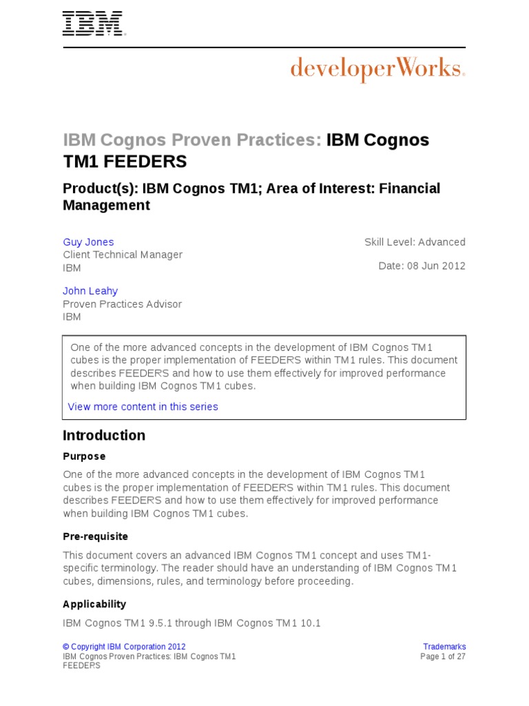 IBM Cognos TM1 Feeders Best Practices | PDF | Computer File | Computing