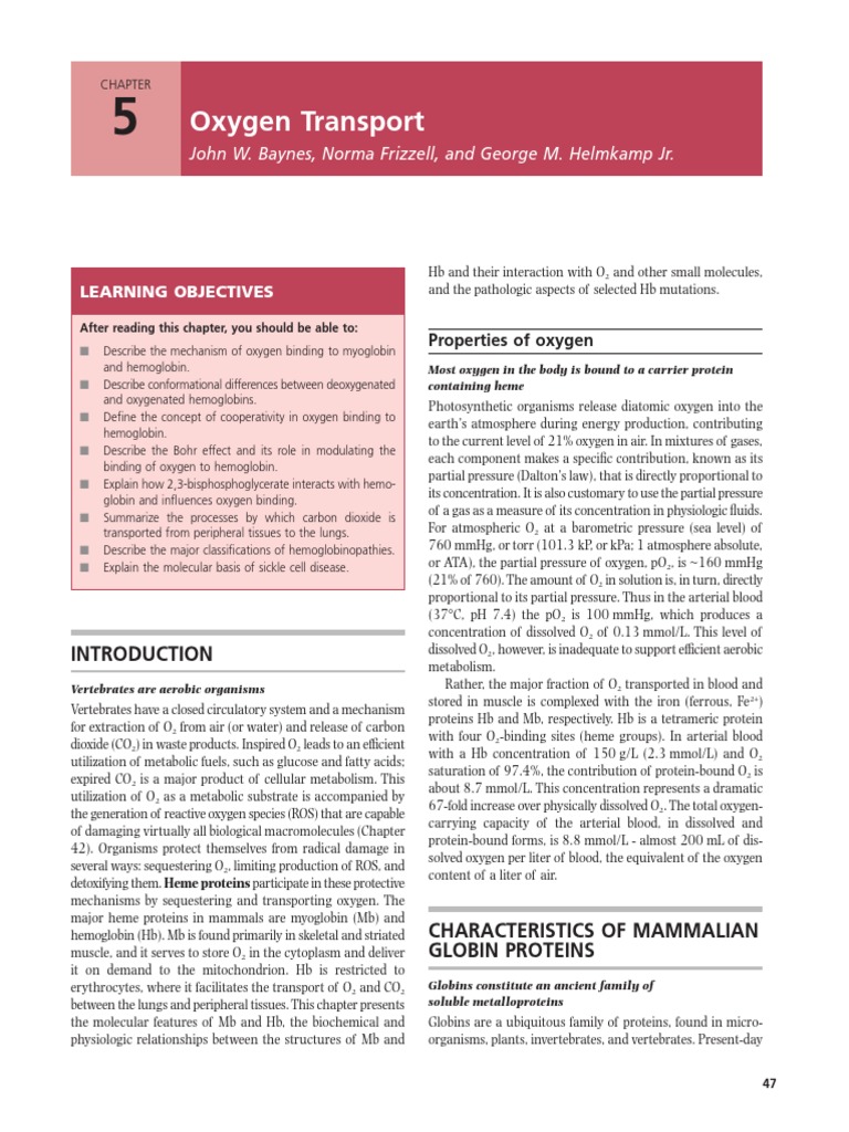 Oxygen Transport JOHN W. BAYNES, MAREK H. DOMINICZAK - Medical ... Oxygen Transport JOHN W. BAYNES, MAREK H. DOMINICZAK - Medical ...