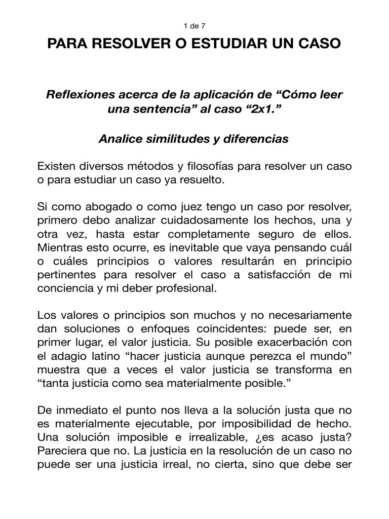 Para Resolver y Estudiar Un Caso | PDF | Fuentes del derecho | Justicia