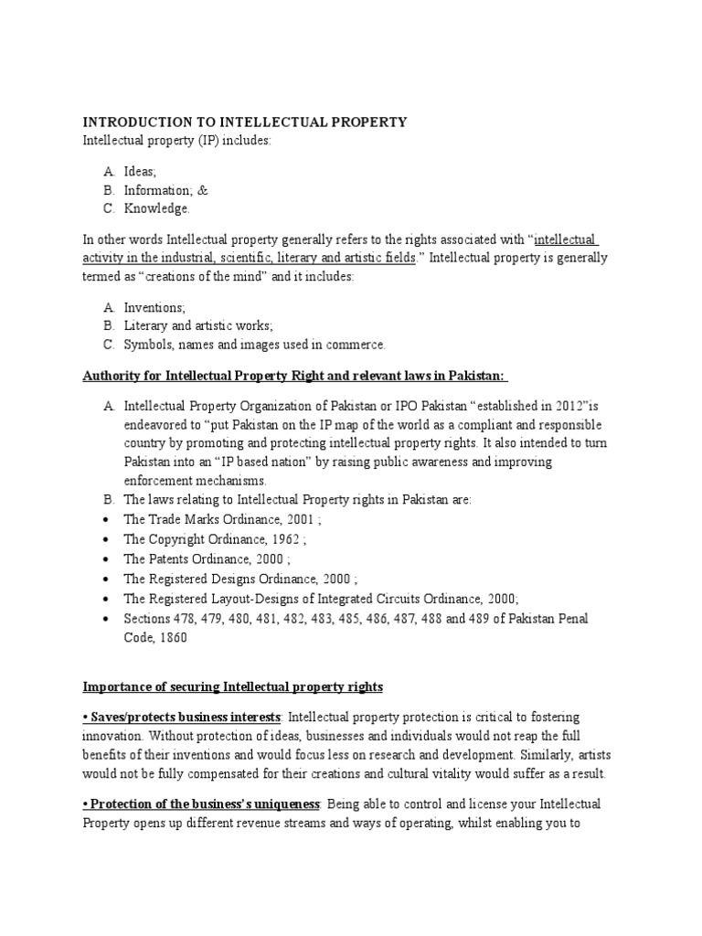 Introduction To Intellectual Property | PDF | Intellectual Property ...