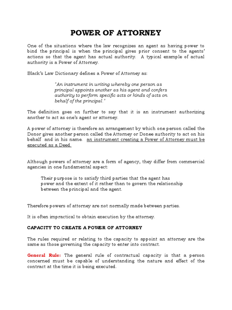 Power of Attorney | PDF | Law Of Agency | Power Of Attorney