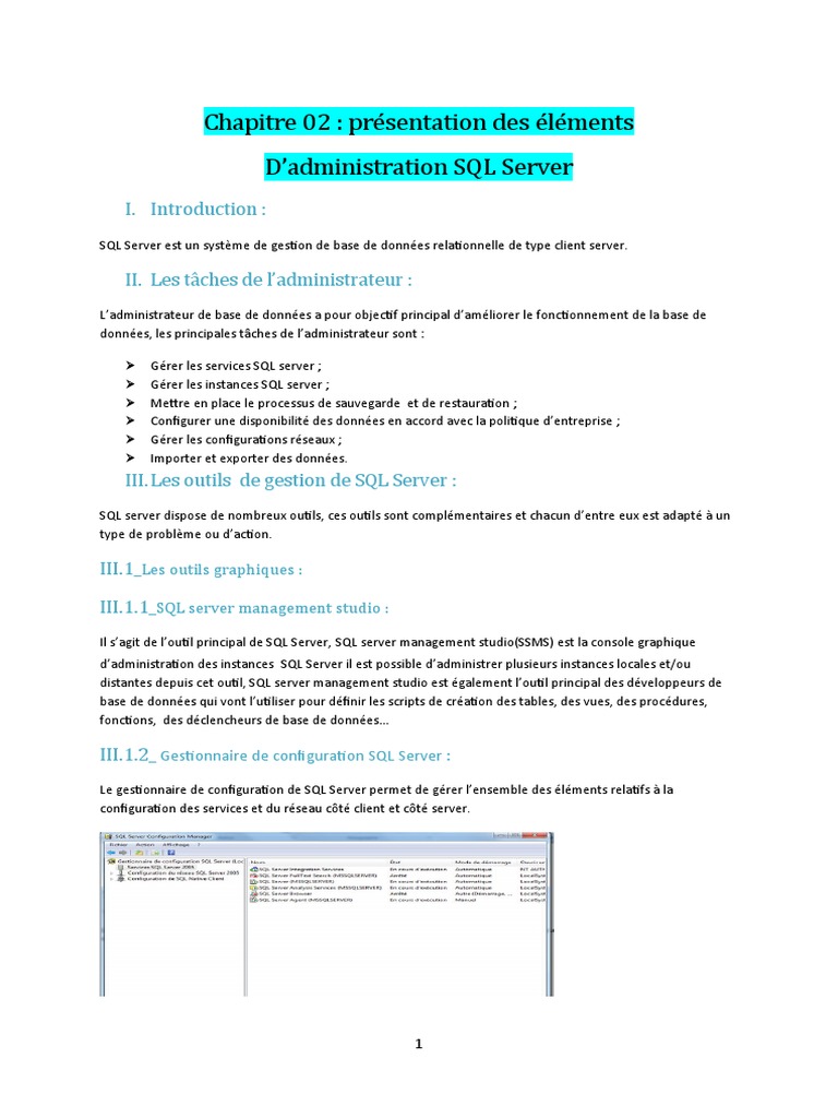 Chapitre 02 Elément de SQL | PDF | Microsoft SQL Server | Bases de données