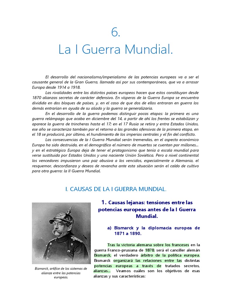 Causas y Consecuencias de la I Guerra Mundial | PDF | Primera Guerra ...