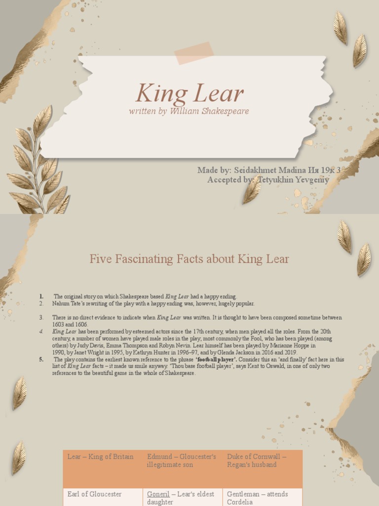 King Lear 1 | PDF | King Lear | Shakespearean Tragedies