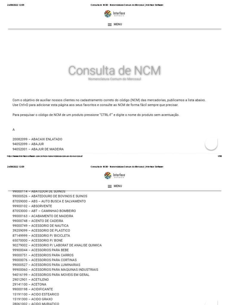 Consulta de NCM - Nomenclatura Comum Do Mercosul | PDF | Roupas | Materiais