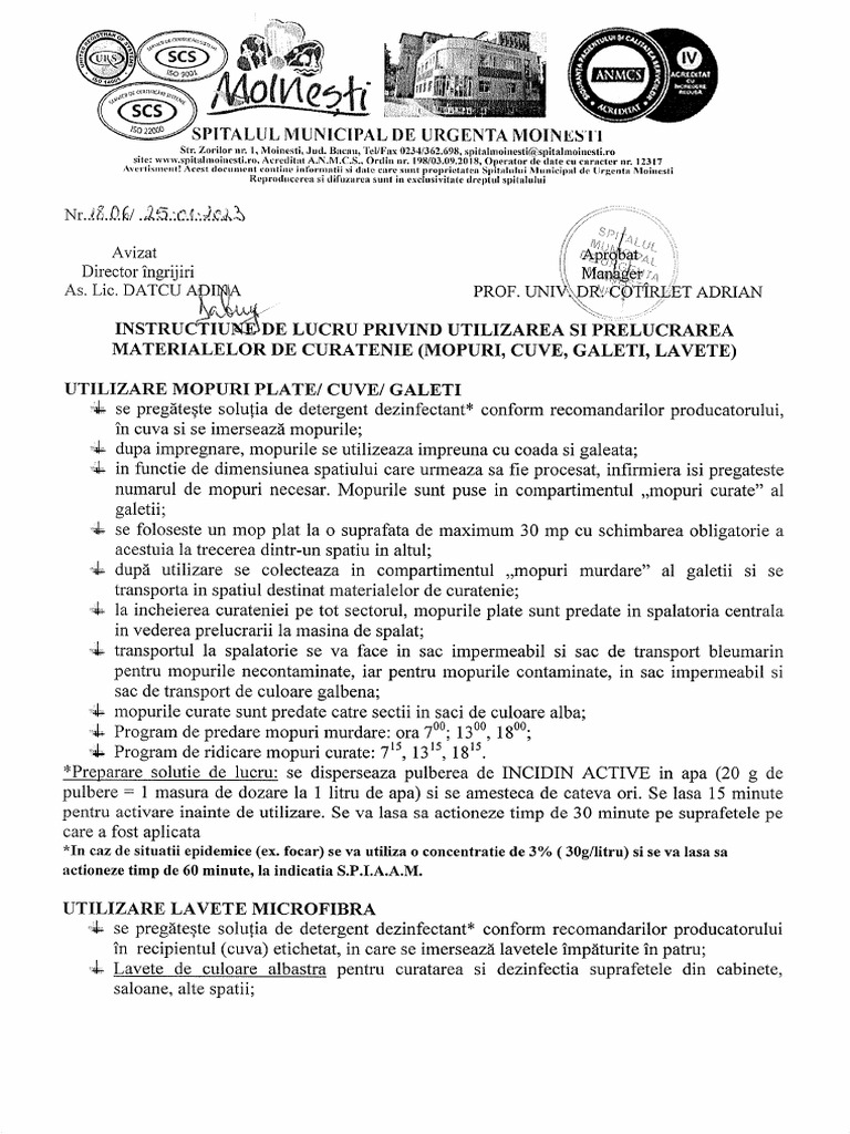 INSTRUCTIUNE Materiale Curatenie - 2 | PDF