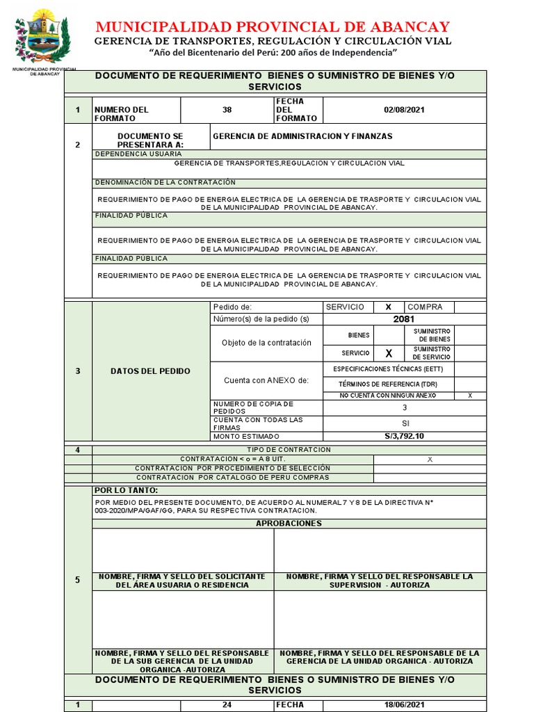 Requerimiento 2020 | PDF