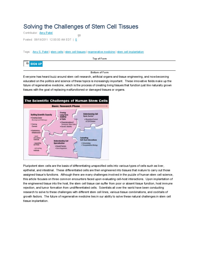 Solving The Challenges of Stem Cell Tissues | PDF | Regenerative ...
