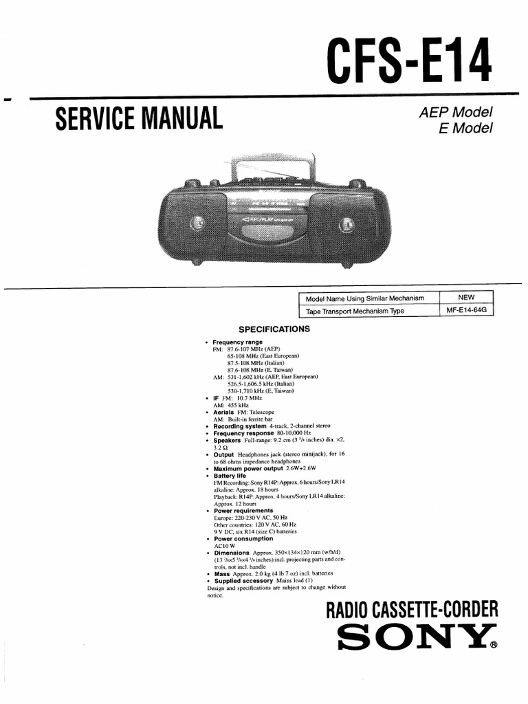 Sony Cfs-E14 SM | PDF