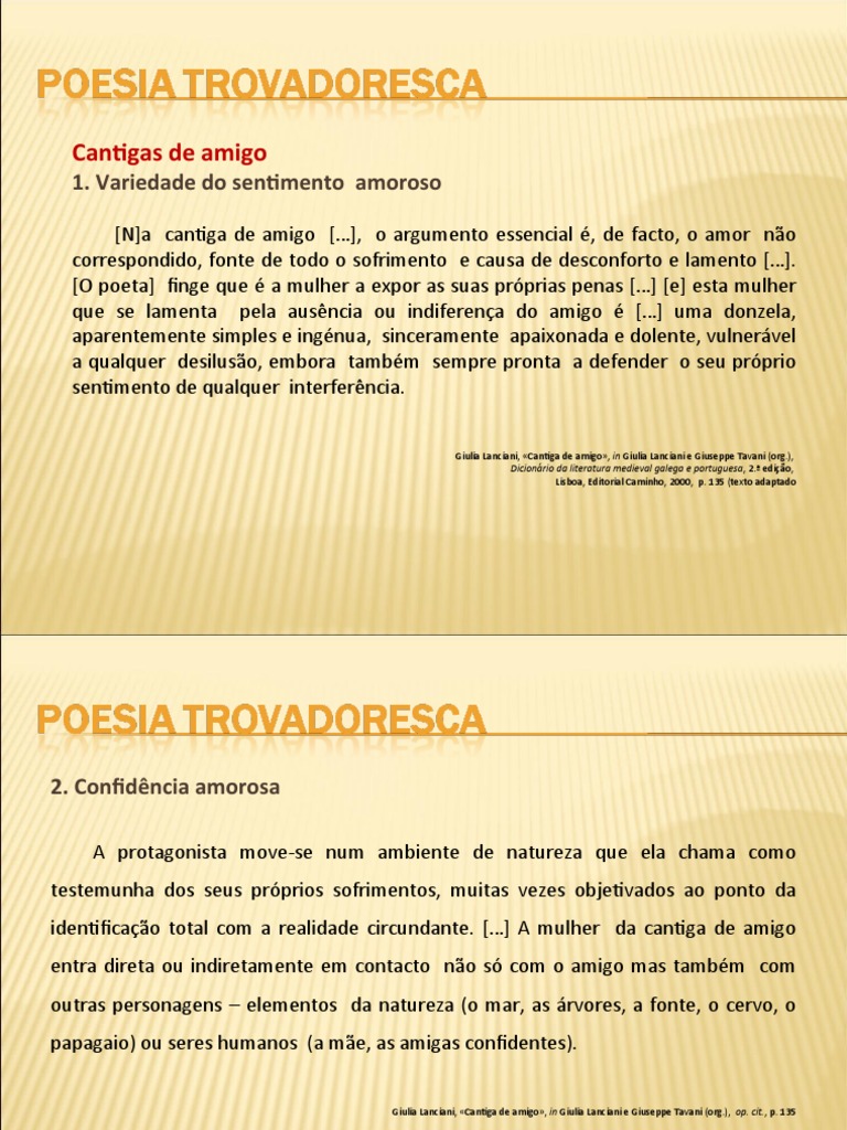 Ficha Informativa Poesia Trovadoresca | PDF | Amor