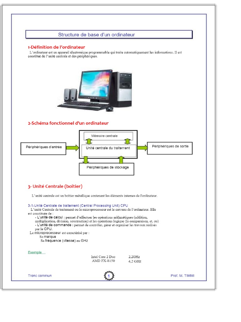 Structure de Base D Un Ordinateur - PDF Téléchargement Gratuit | PDF