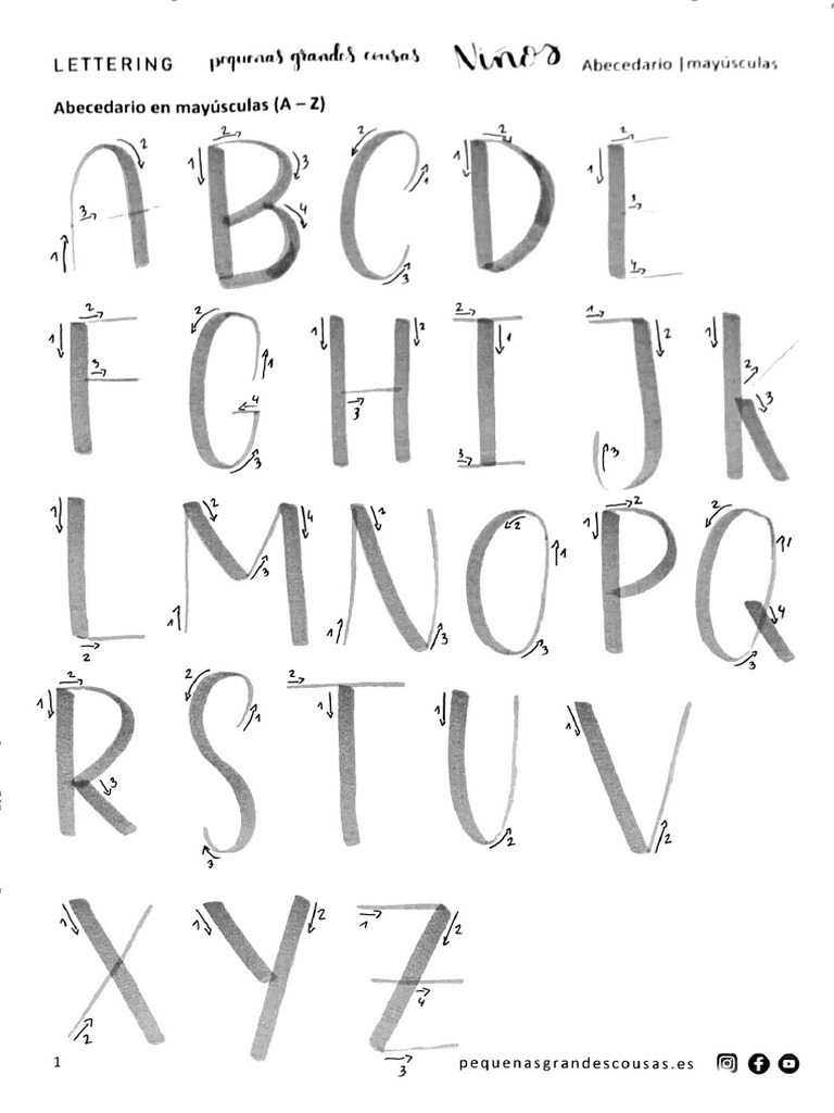 Plantilla 8 Lettering - Abecedario Mayúsculas Con Guión ...