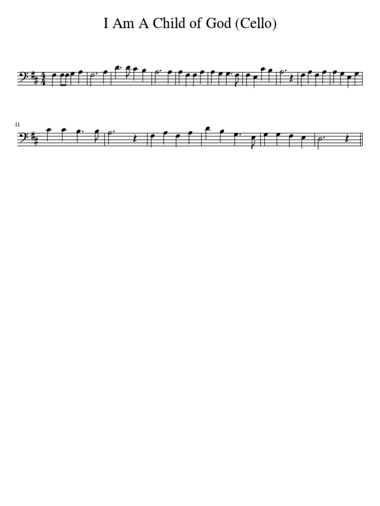Cello Sheet Music: I Am A Child of God | PDF