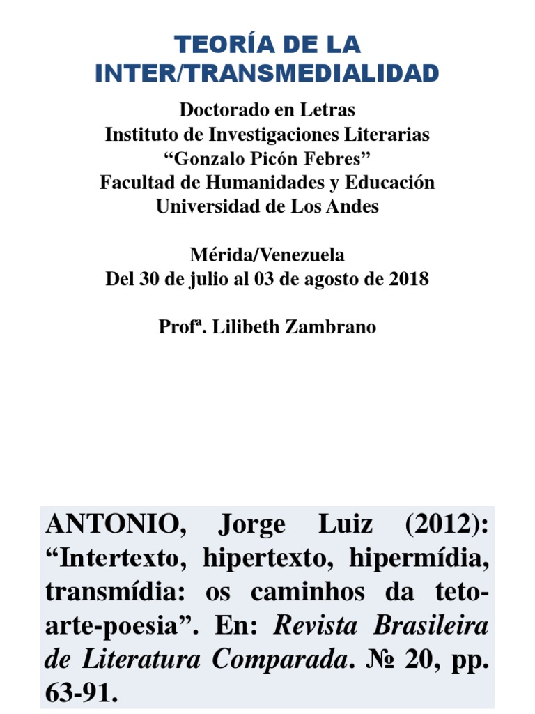 Intertexto Hipertexto Hipermidia Transmidia 2 | PDF | Hipertexto | Intertextualidad