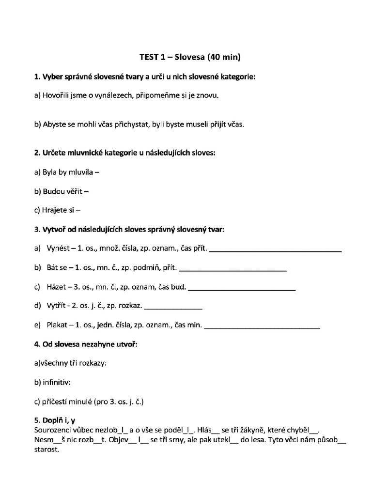 Test Slovesa PDF | PDF