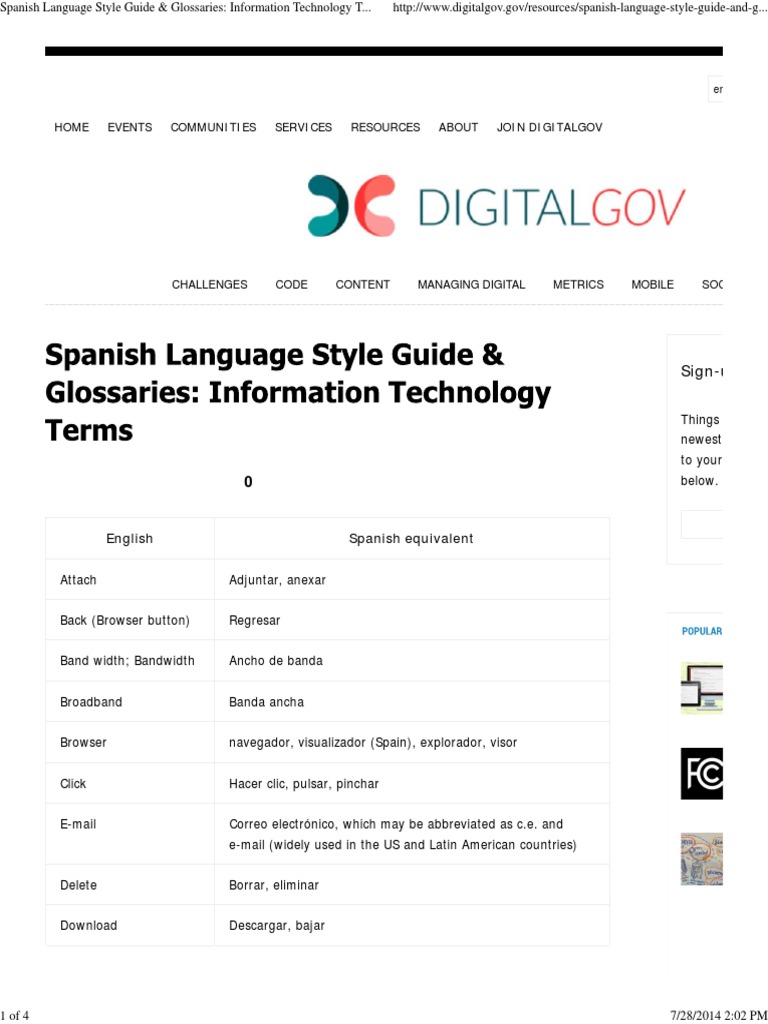 Spanish Language Style Guide & Glossaries - Information Technology ...
