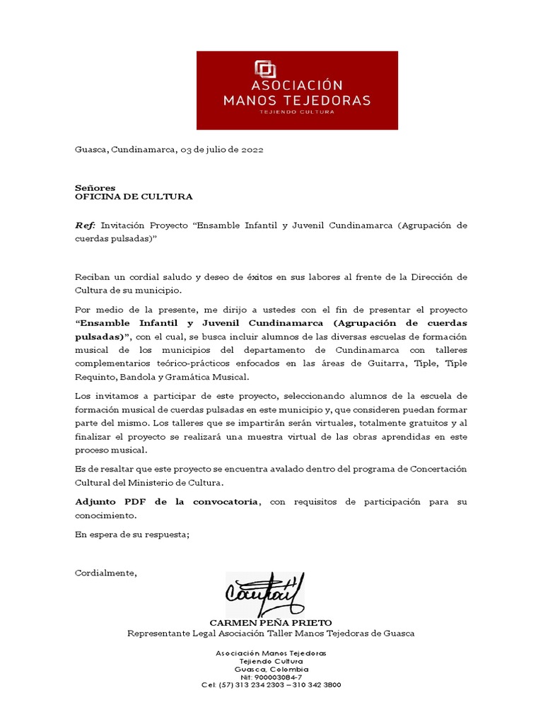 Carta de Invitación Musica | PDF