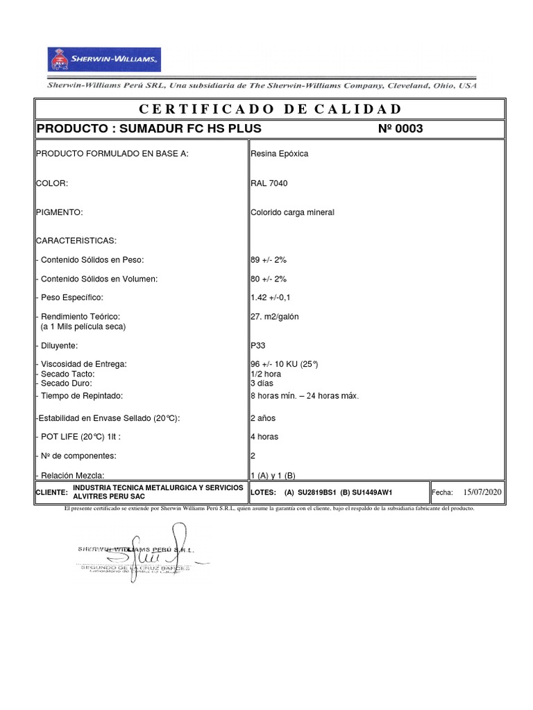 Sumadur FC HS Plus Ral 7040 | PDF