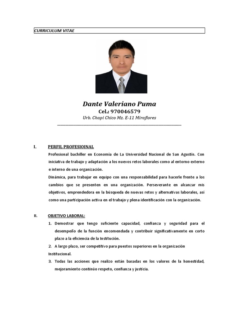 Dante CV 2023 Aqp | PDF | Presupuesto