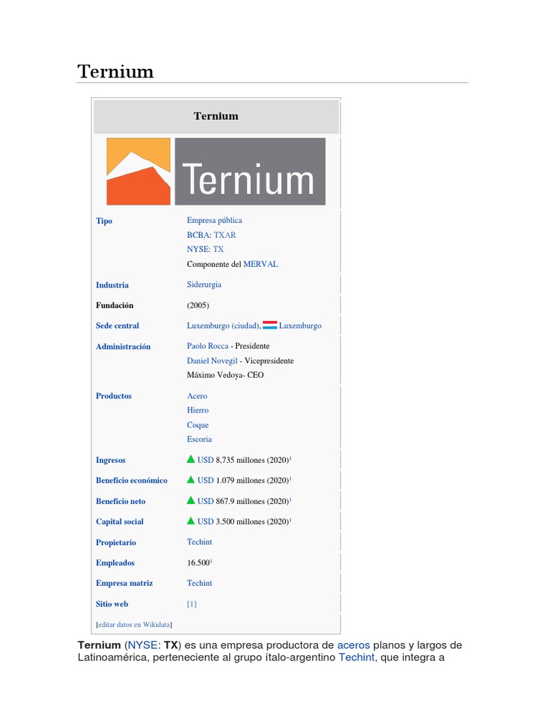 Ternium | PDF | Hierro | Acero