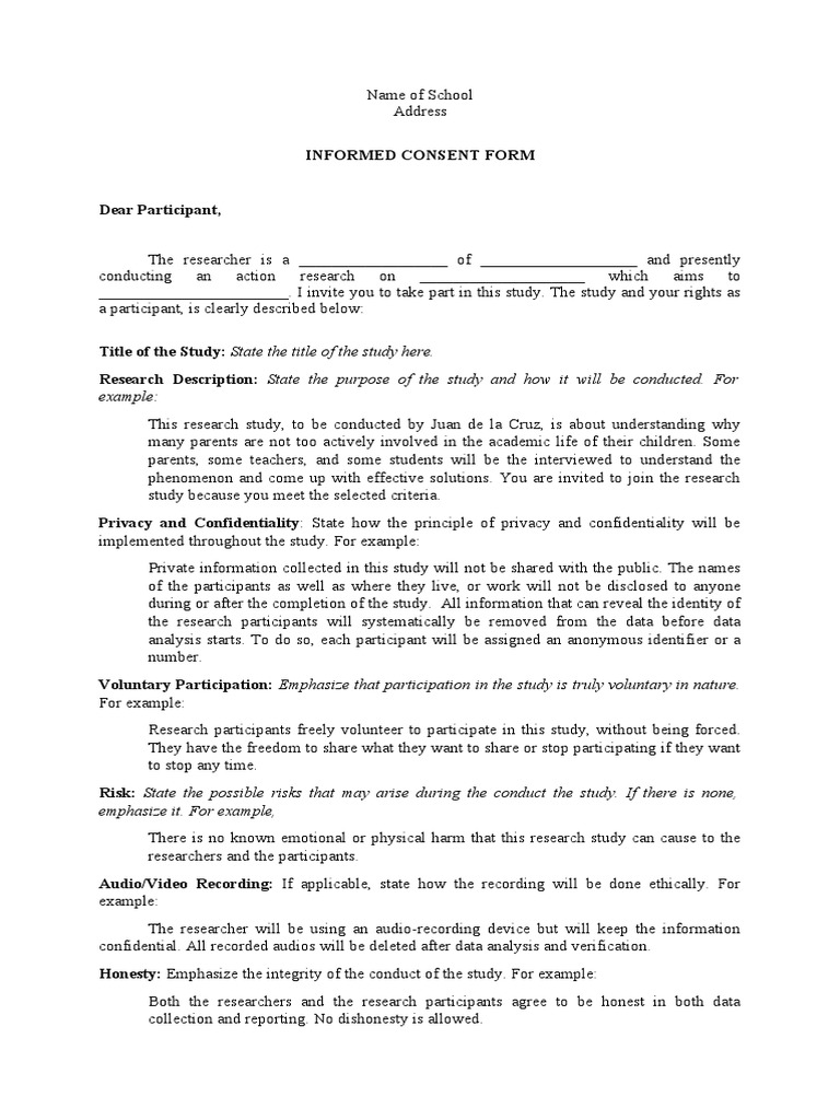 Informed Consent For DepEd Bohol - REVISED | PDF | Privacy | Applied Ethics