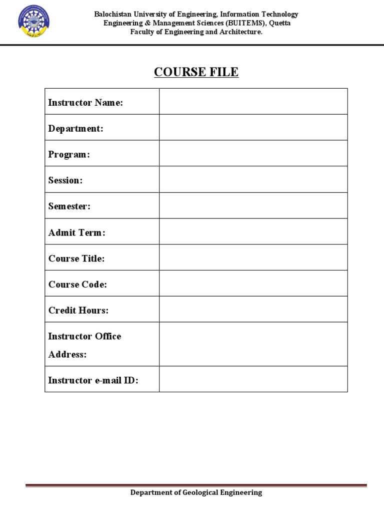 Course File, Formate Spring 2022 | PDF