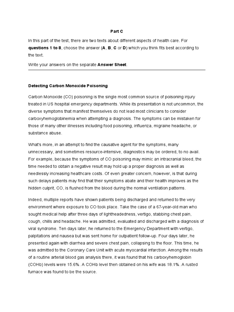 Oet Official Reading Task Practice Test Part C | PDF | Coronary Artery ...
