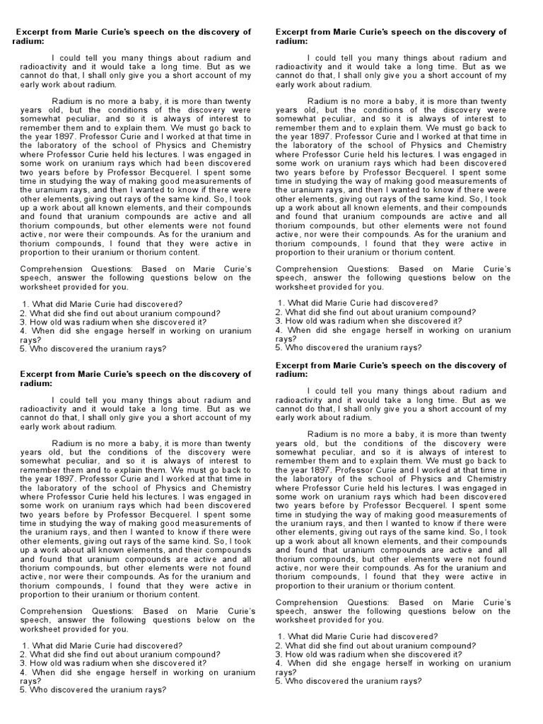Marie Curie's Early Work on Radium | PDF | Marie Curie | Uranium