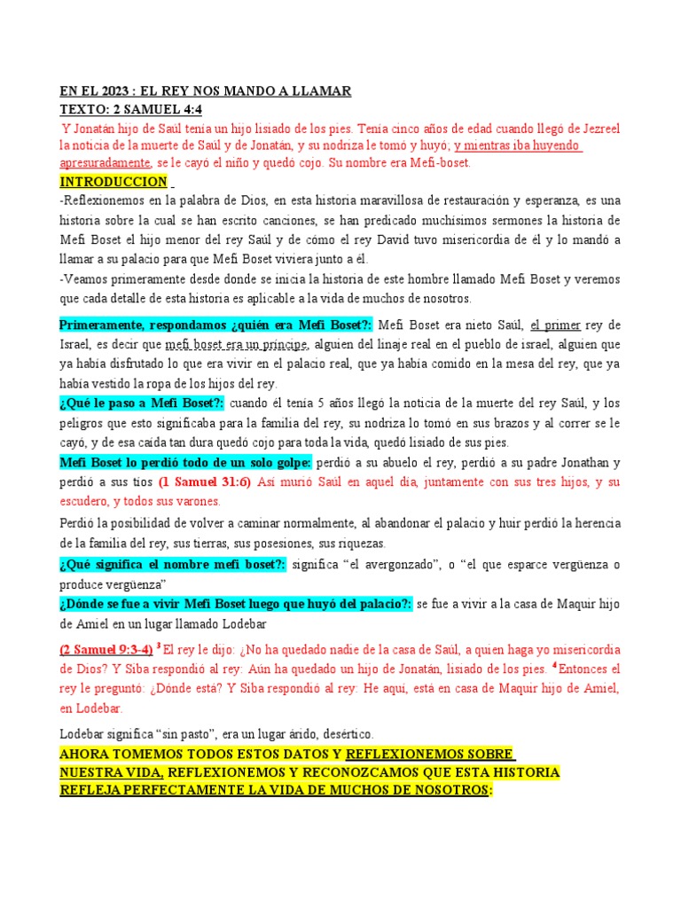 2023 El Rey Nos Mando A Llamar | PDF | Saulo | David