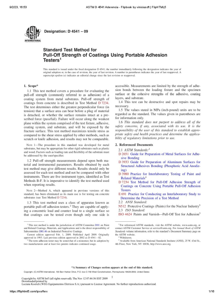 ASTM D 4541 Aderencia - Flipbook by Viniciuscft - FlipHTML5 | PDF