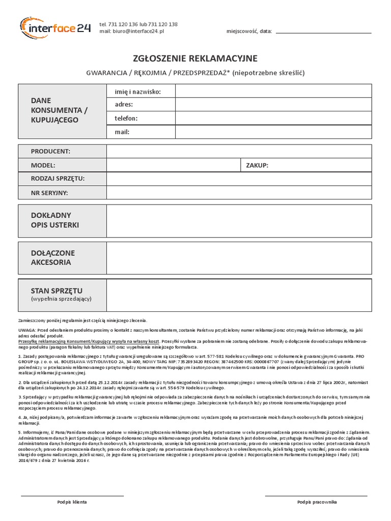 Reklamacja PDF | PDF