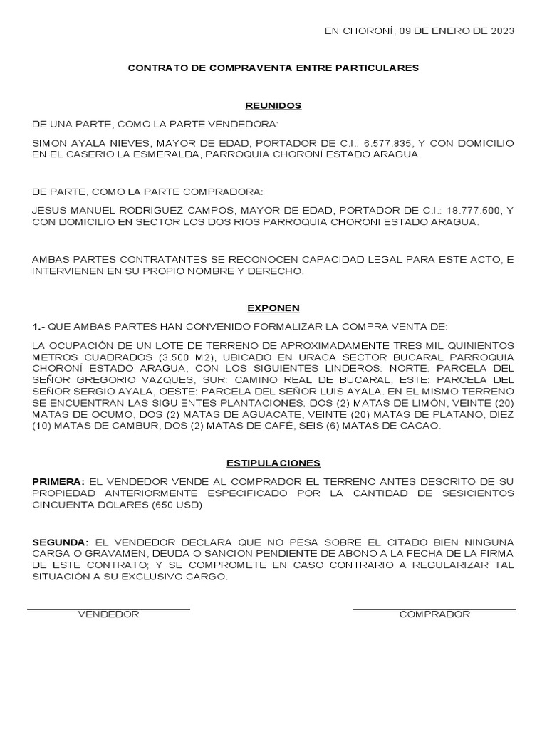 Documento Compra Venta | PDF