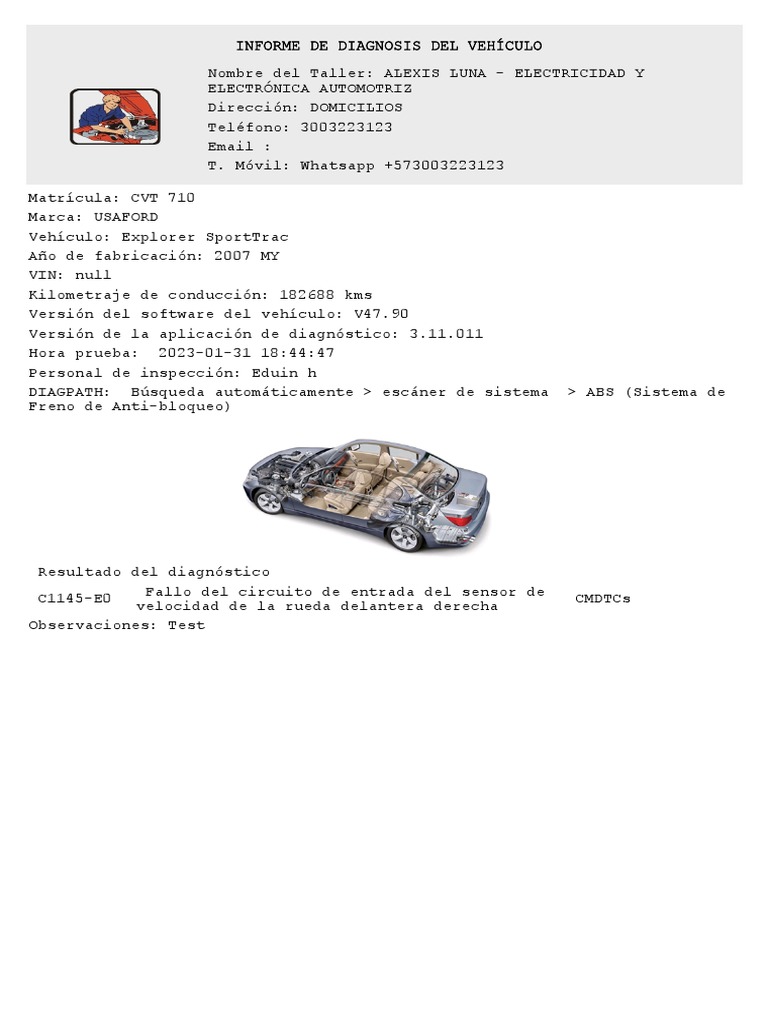 Informe de Diagnóstico OBD Ford | PDF | Tecnología