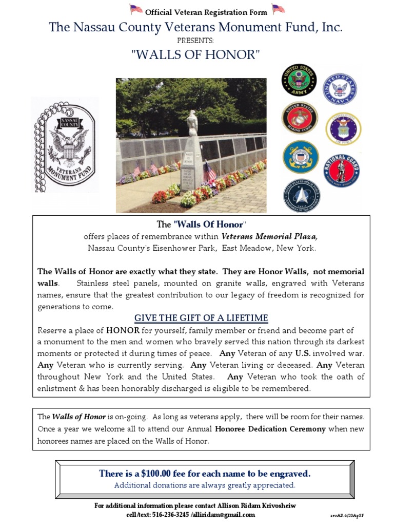 Veterans Honor Wall Registration Form | PDF | Air National Guard ...