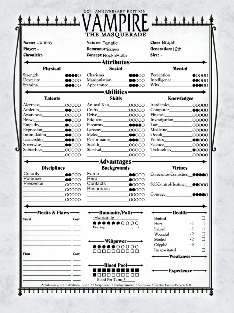 Character Sheet Johnny PDF | PDF