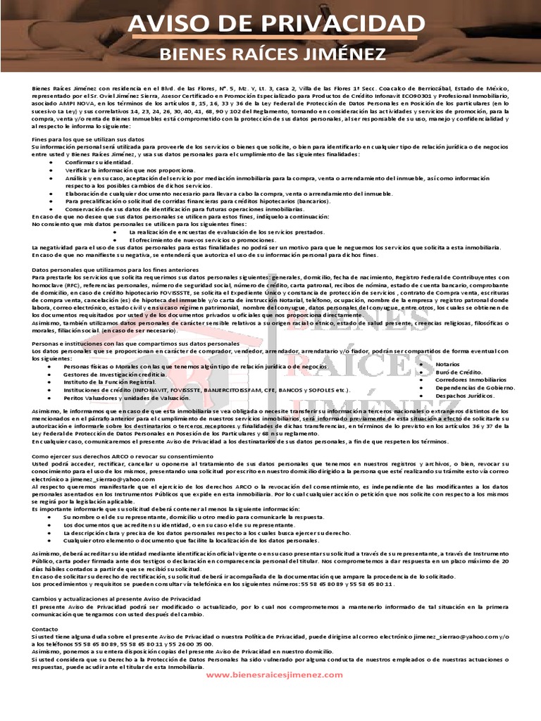 Aviso de Privacidad | PDF | Privacidad de la información | Justicia