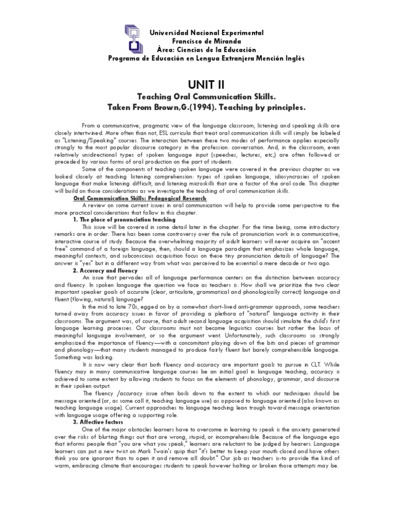 Teaching Oral Communication Skills PDF | PDF | Fluency | English Language