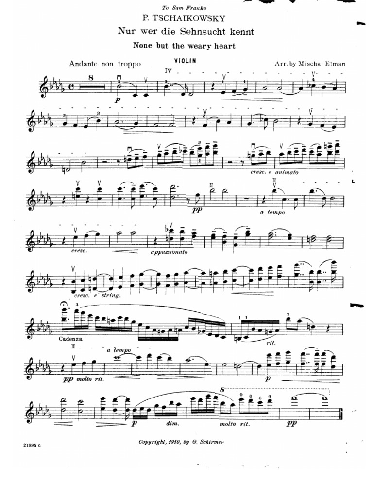 None But The Lonely Heart Elman Tchaikovsky | PDF