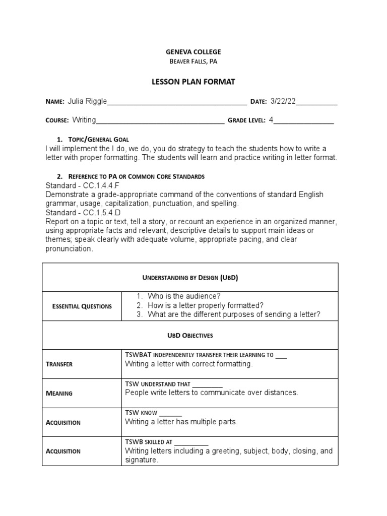 Writing Lesson Plan | PDF | Lesson Plan | Differentiated Instruction