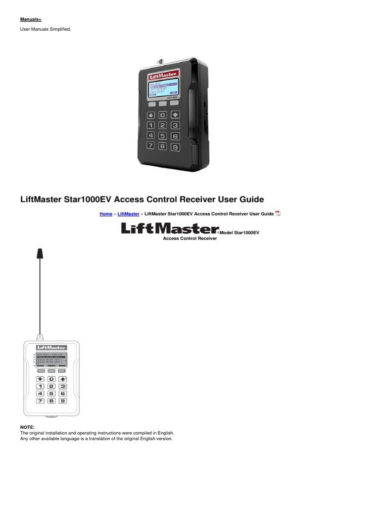 Star1000ev Access Control Receiver Manual | PDF | Remote Control ...