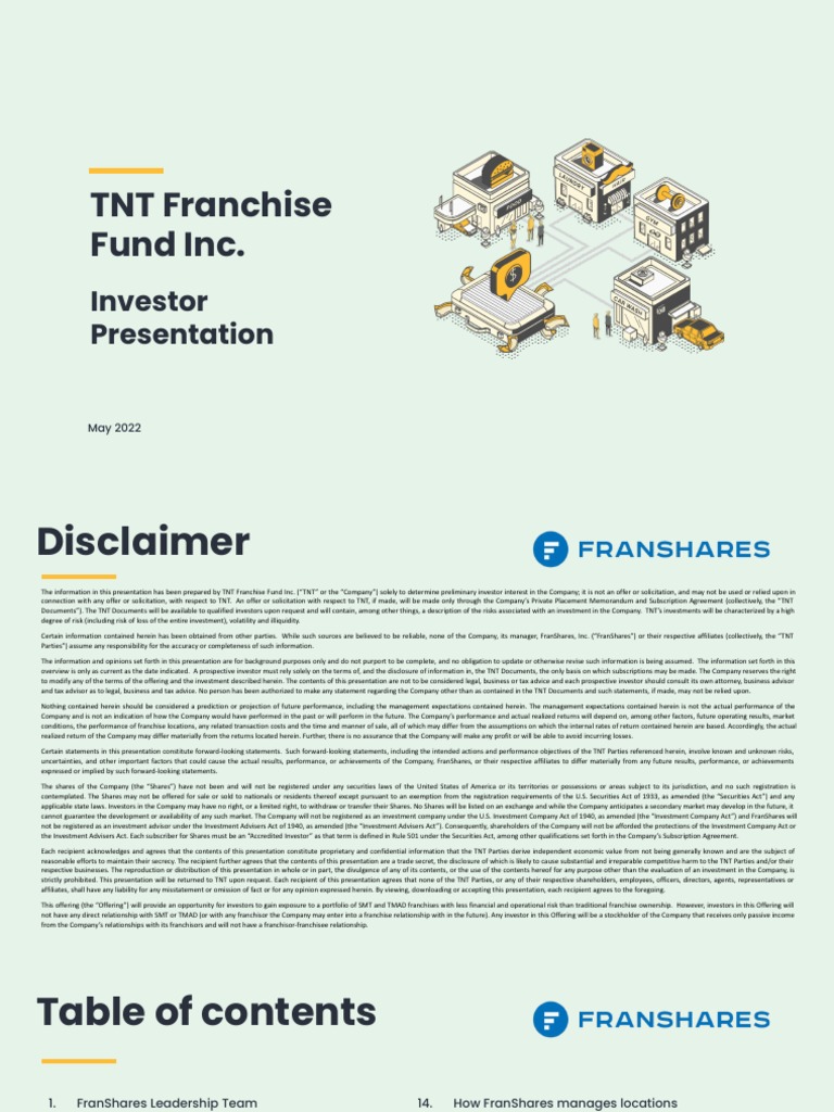 FranShares Investor Deck (FINAL) | PDF | Franchising | Investing