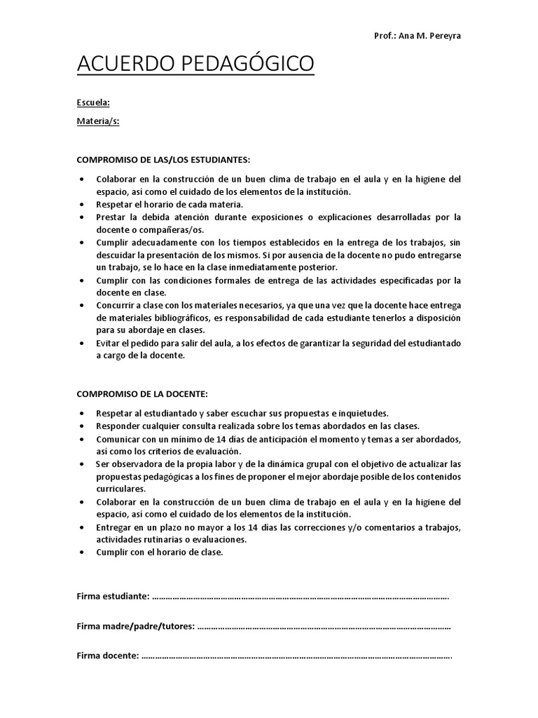 Acuerdo Pedagógico PDF | PDF