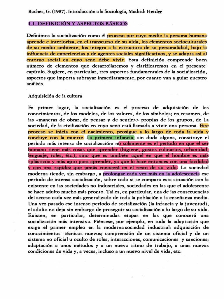 1.1. SocializaciÃ N Definiciã N y Aspectos Bã¡sicos PDF | PDF | Amor | Socialización
