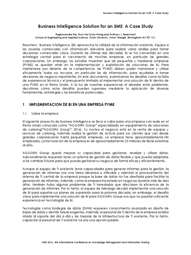 Caso de Uso Business Intelligence Solution For An SME PDF | Descargar gratis PDF | Inteligencia ...