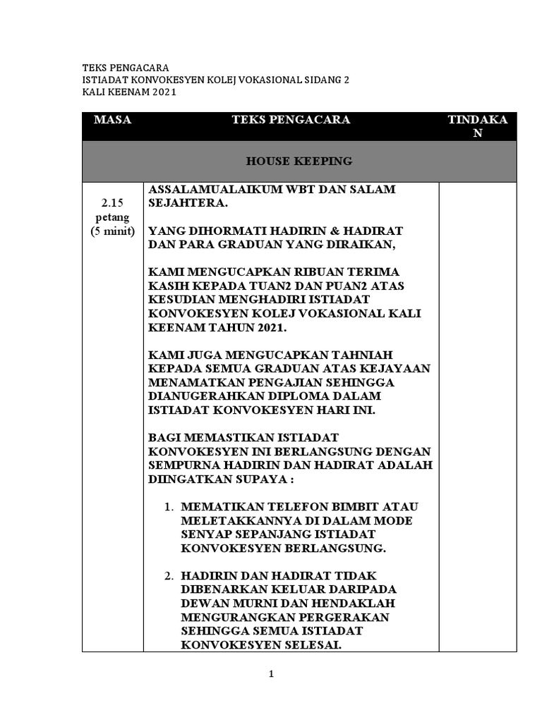 CONTOH TEKS MC KONVO KVK Sidang 2 | PDF