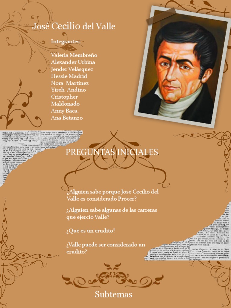 José Cecilio del Valle: Vida y Legado | PDF