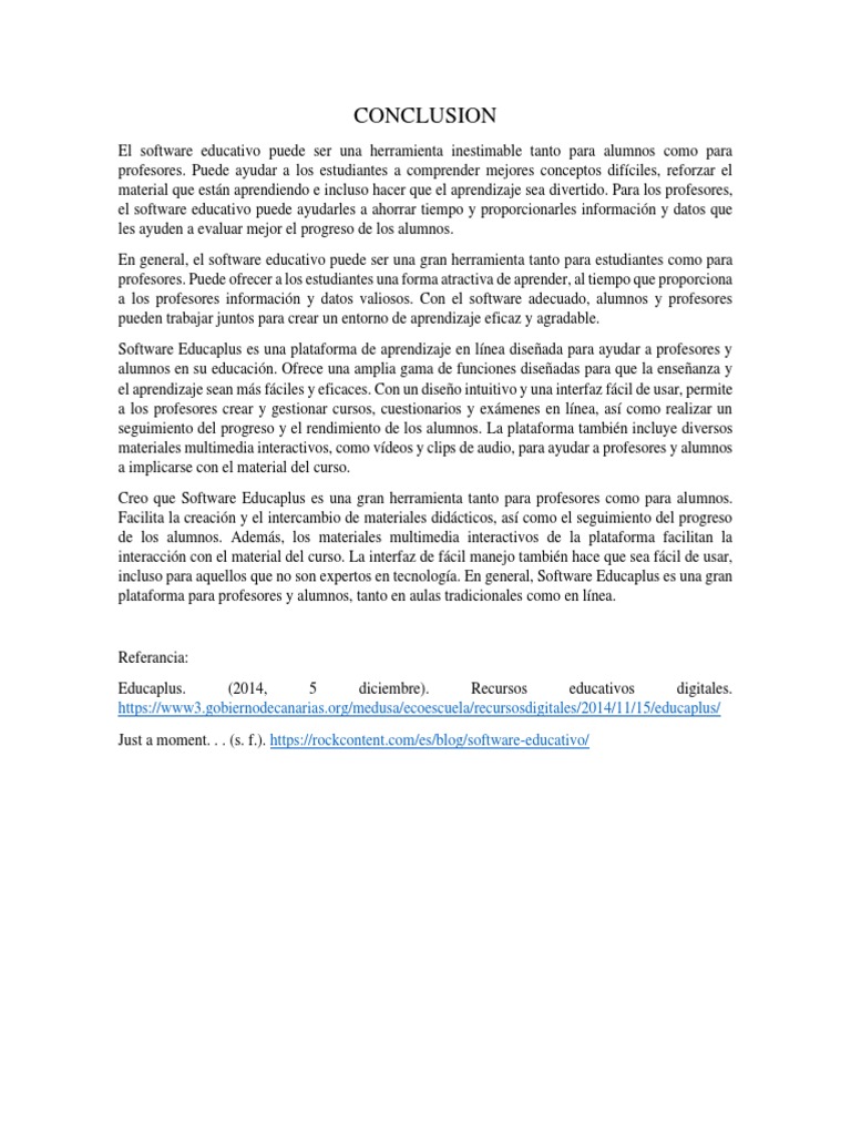 Conclusion Sobre Los Software Educativos | PDF | Arte | Informática