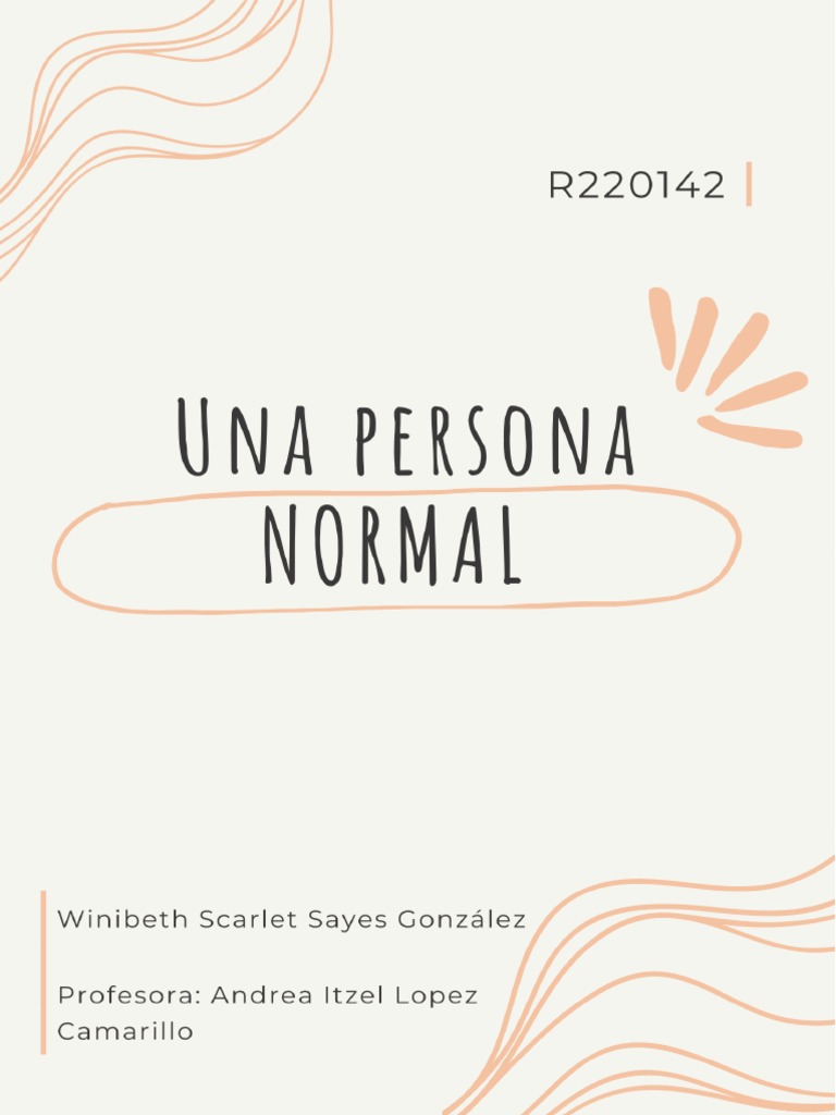 Resumen de "Una Persona Normal" | PDF | Amor