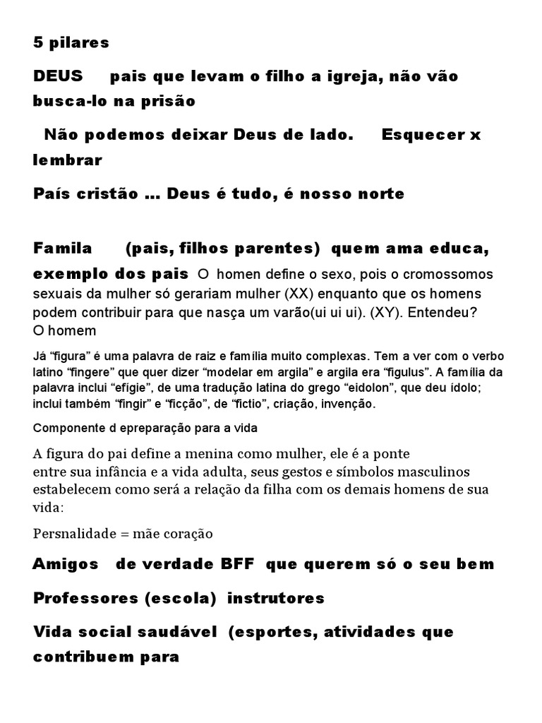 5 Pilares da Família e Deus | PDF | Artes Linguísticas e Disciplina