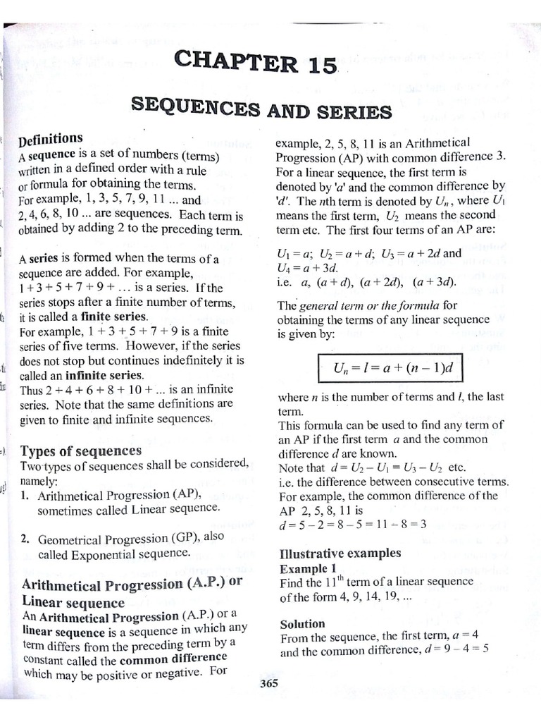 SEQUENCE AND SERIES (2023) Notes For SHS Teaching | PDF